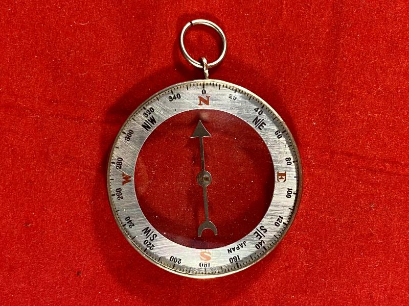 BOAS Militaria | Unusual Japanese Vintage Double Sided Transparent Glass Pocket Compass with a Pouch