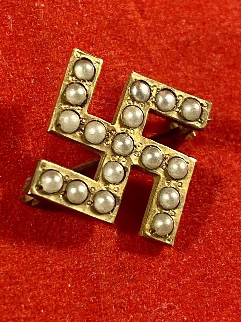 BOAS Militaria | Antique Swastika Brooch made with Seed Pearls Set in ...
