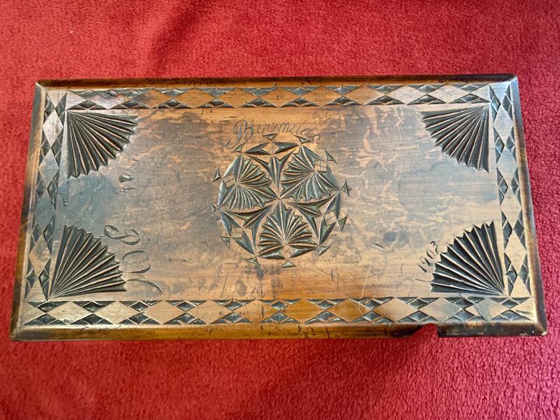 BOAS Militaria | Rare Anglo-Boer War POW made Carved Cedar-wood Box ...