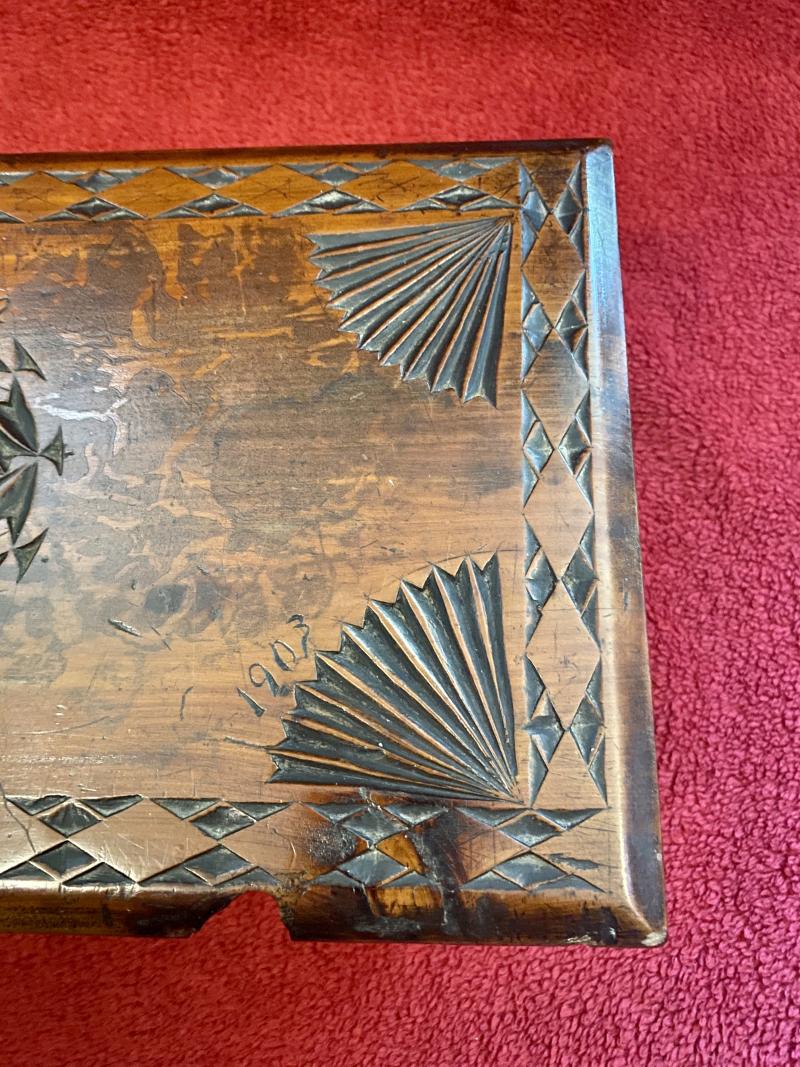 BOAS Militaria | Rare Anglo-Boer War POW made Carved Cedar-wood Box ...