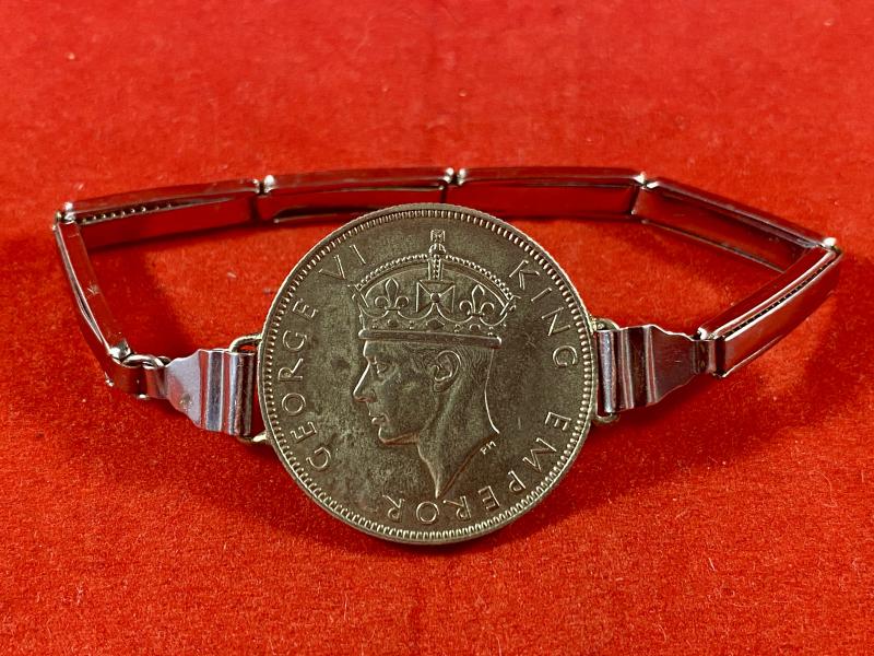 BOAS Militaria | WW2 Silver George VI Rhodesian Half-Crown ID Bracelet ...