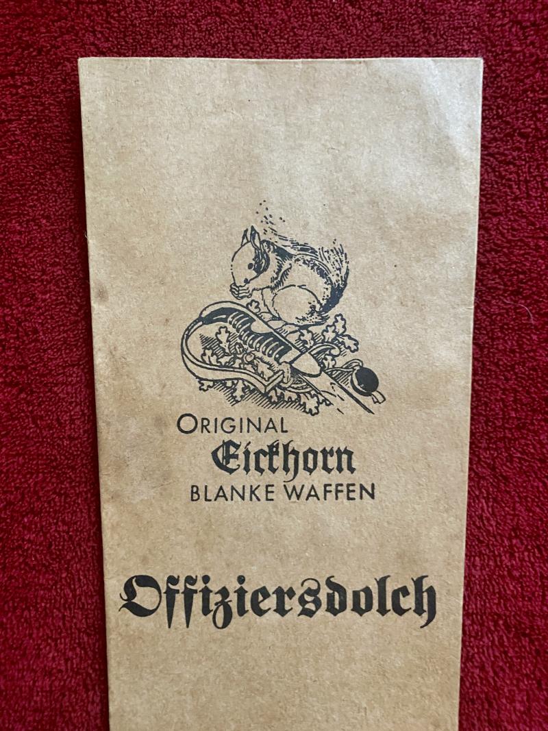 BOAS Militaria | WW2 German Brown Paper Officers Dagger Bag by Eickhorn