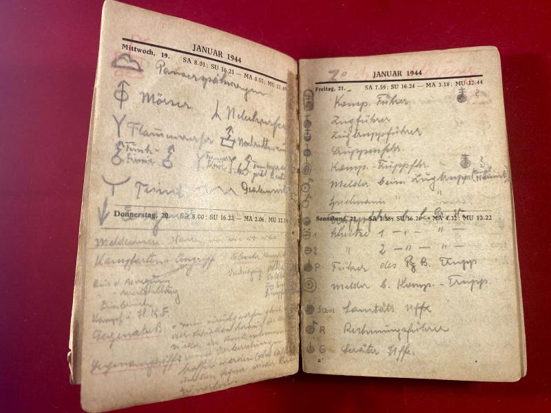 BOAS Militaria | Original WW2 German 1944 SS Pocket Diary - Der ...