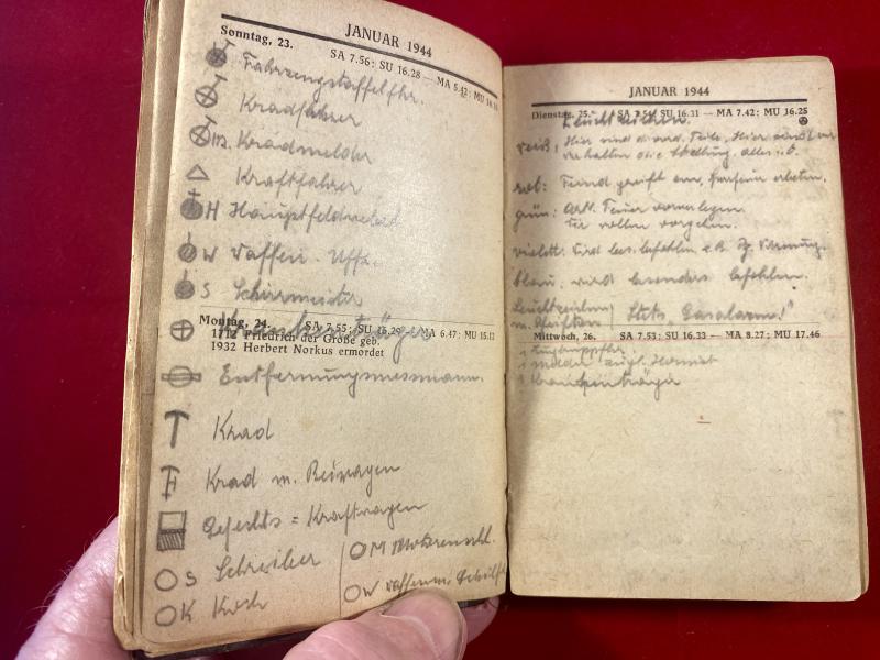 BOAS Militaria | Original WW2 German 1944 SS Pocket Diary - Der ...