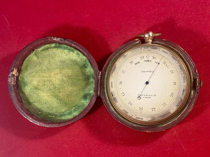 BOAS Militaria | Large Antique Gilt Brass 2.75” Pocket Barometer with ...