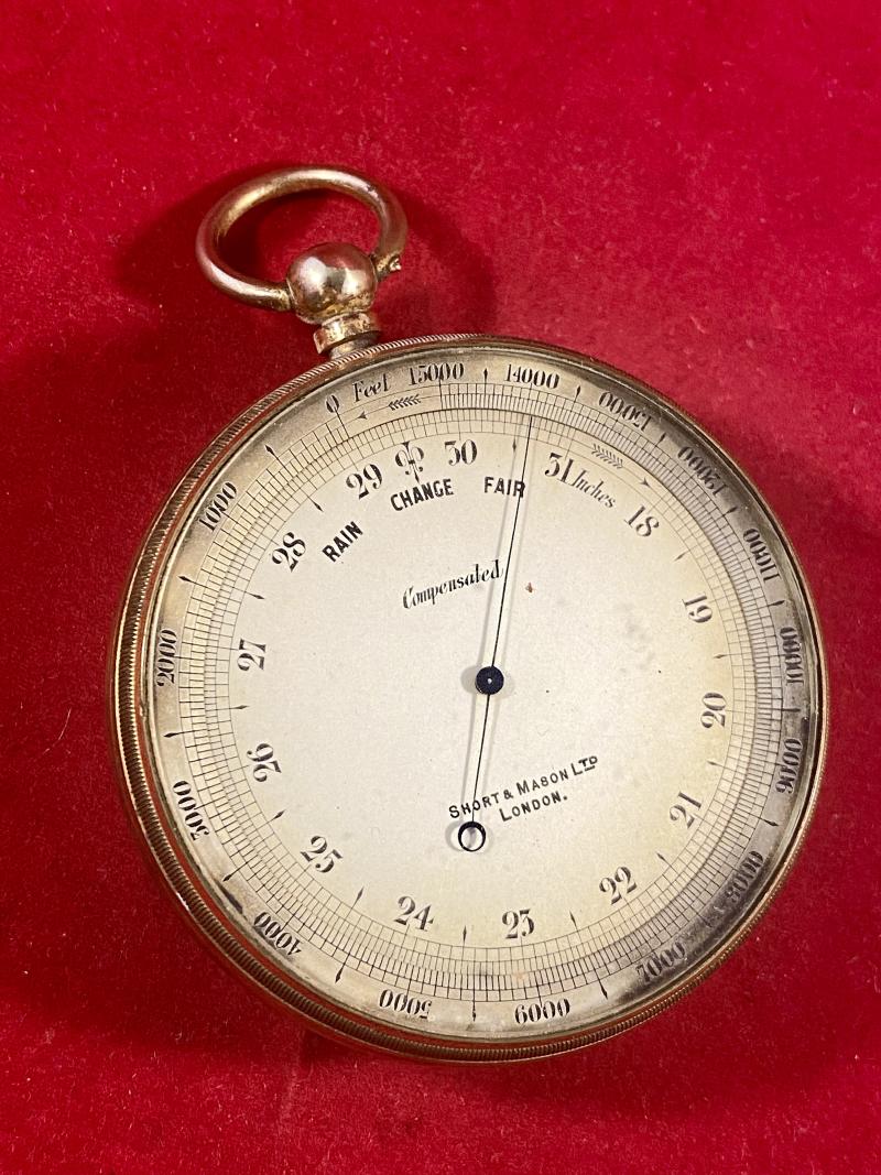 BOAS Militaria | Large Antique Gilt Brass 2.75” Pocket Barometer with ...