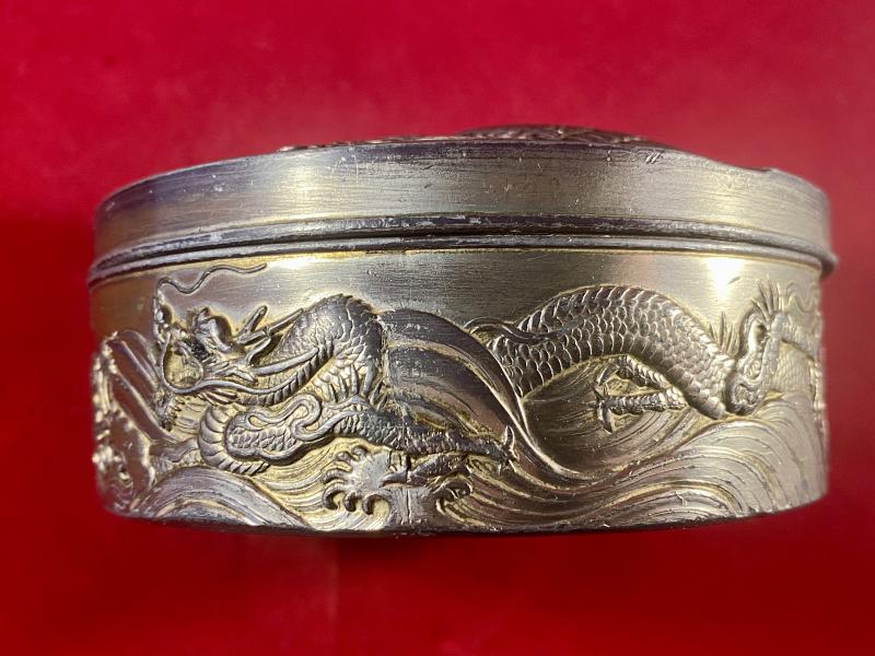BOAS Militaria | Large 4.25” Antique Japanese Antimony round Trinket or ...
