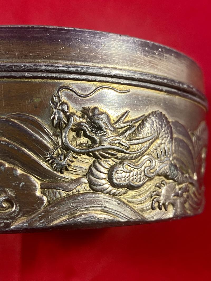 BOAS Militaria | Large 4.25” Antique Japanese Antimony round Trinket or ...