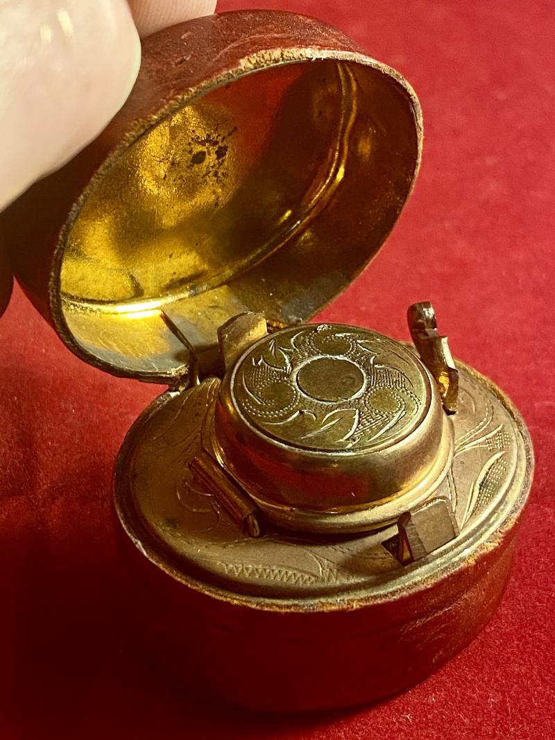 BOAS Militaria | Antique Victorian Red Leather Covered Oval Gilt Brass ...